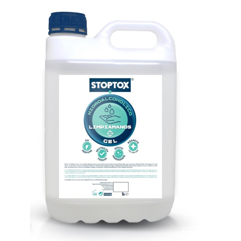 Gel hidroalcoholico 5 litros sin perfume higienizante STOPTOX